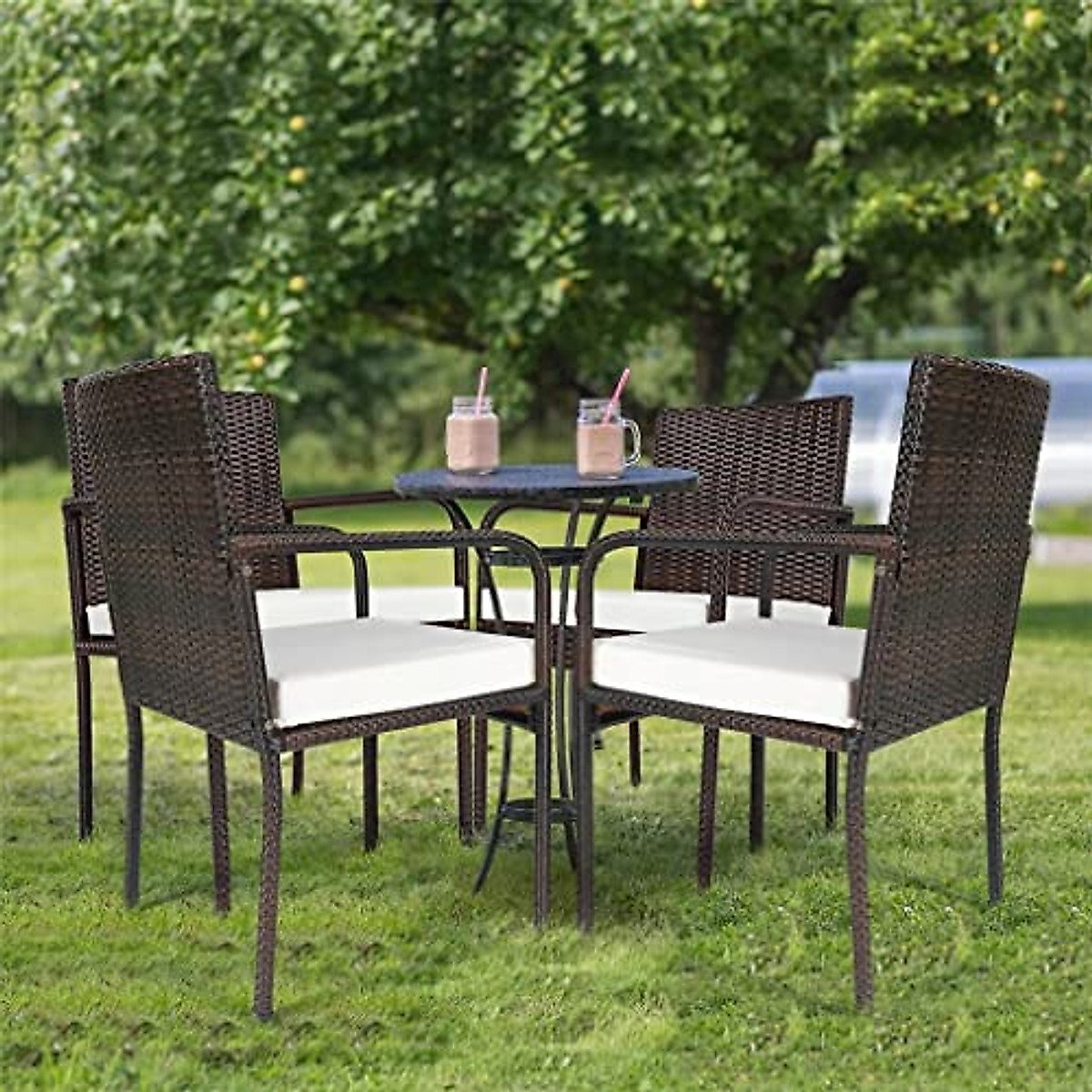 Office Chair Gaming Chair Computer Chair 4 Piece Outdoor Patio Dining Chair Cushioned Sofa with Armrests Garden Deck