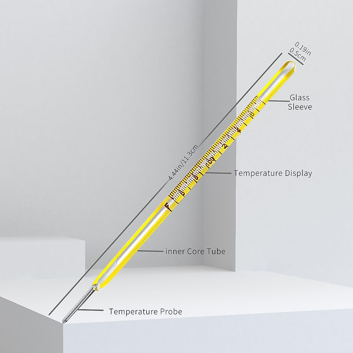 ℃&℉ Oral Thermometer for Adults and Kids 2PCS - Glass Basal Body Thermometer - Rectal Body Thermometer for Baby - Non Digital Infrared Thermometer - Accurate Easy Reading by AiBi TECH