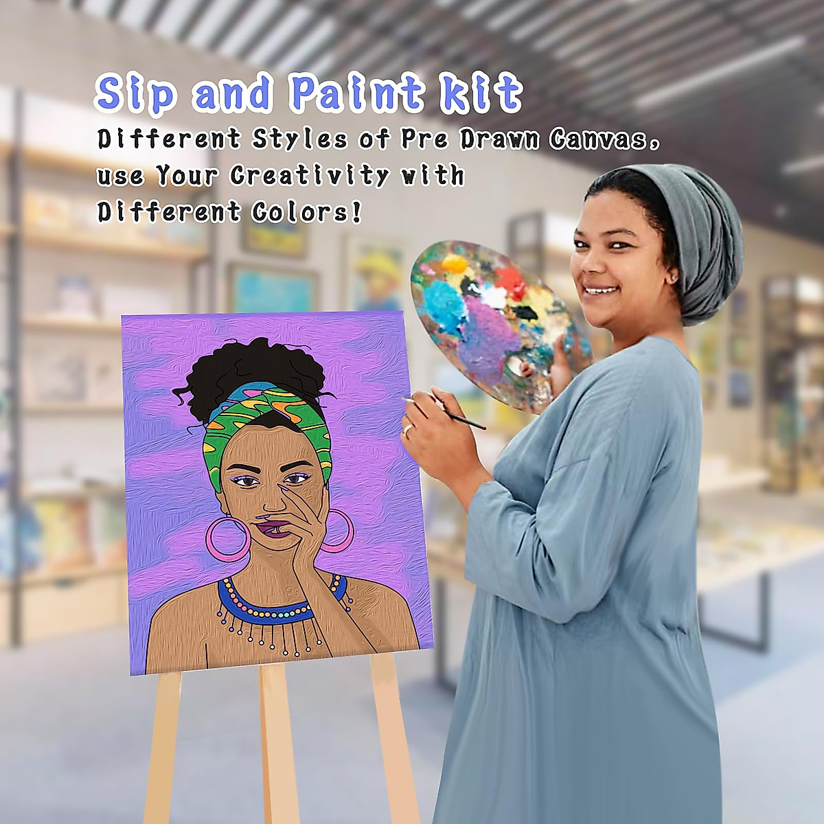 Pre Drawn for Painting for Adults - Ynedin10 Pack 8 * 10 Sip and Paint Canvas, Pre Drawn Canvas for Painting Adults Outdoor Parties Gifts, Sip and Paint kit for Adult's Date Night