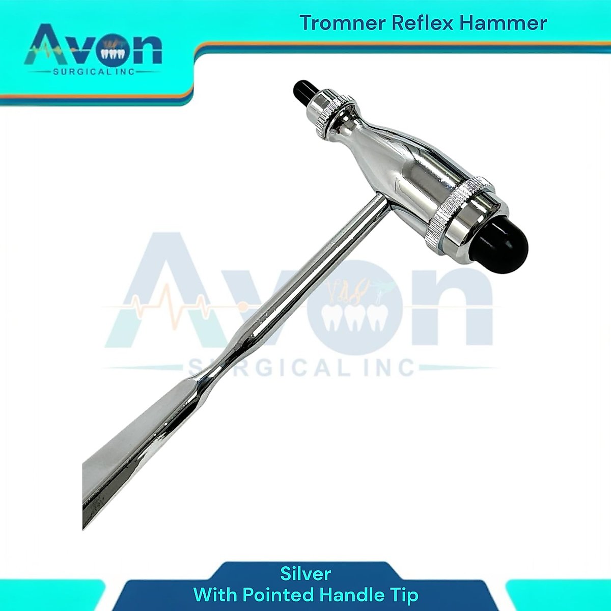 Tromner Reflex Hammer with Sharp Handle Tip + Dejerine Reflex Hammer - Set of 2 - Metal & Plastic Reflex Hammers Neuro Diagnostic Testing Tools