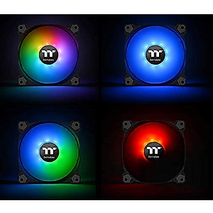 Thermaltake Pure 12 ARGB 5V Motherboard Sync/Analog Controller 16.8 Million Colors 9 Addressable LEDs 120mm Hydraulic Bearing Case/Radiator Fan, 3 Pack CL-F079-PL12SW-A