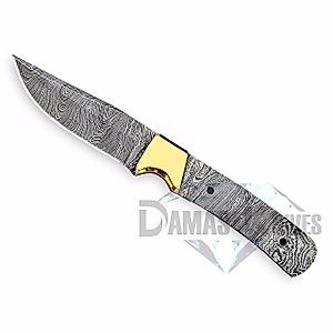 Custom Handmade Damascus Steel Blank Blade for Knife Making With Brass Bolster Model HB 02