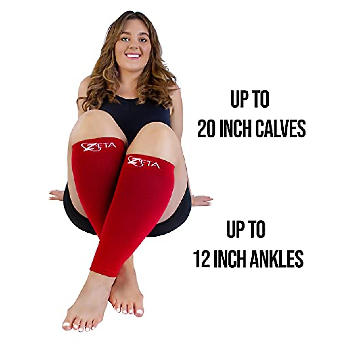 Zeta Wear Plus Size Leg Sleeve Support Socks - The Wide Calf Compression Sleeve Women Love for Its Amazing Fit, Cotton-Rich Comfort, Graduated Compression & Soothing Relief, 1 Pair, Size 2XL, Black