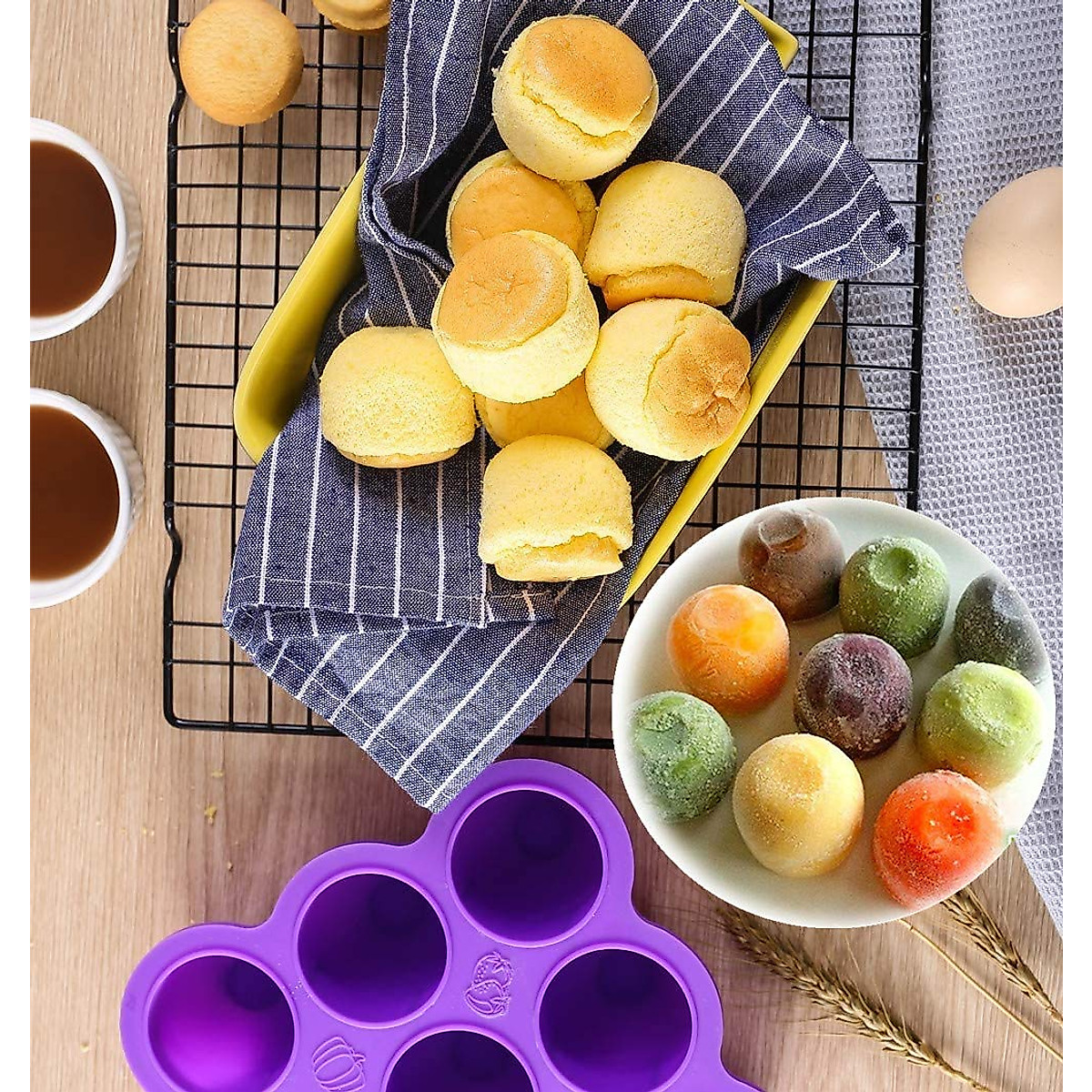 KeepingcooX Silicone Egg Bites Molds with Lid for Instant Pot Accessories with Non-Stick Popsicle Ice Pop Maker including 9 Reusable Plastic Sticks, fit for 6/8 Quart Pressure Cooker