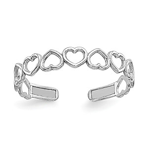 BillyTheTree Jewelry 14K White Gold Polished Cut Out Hearts Toe Ring