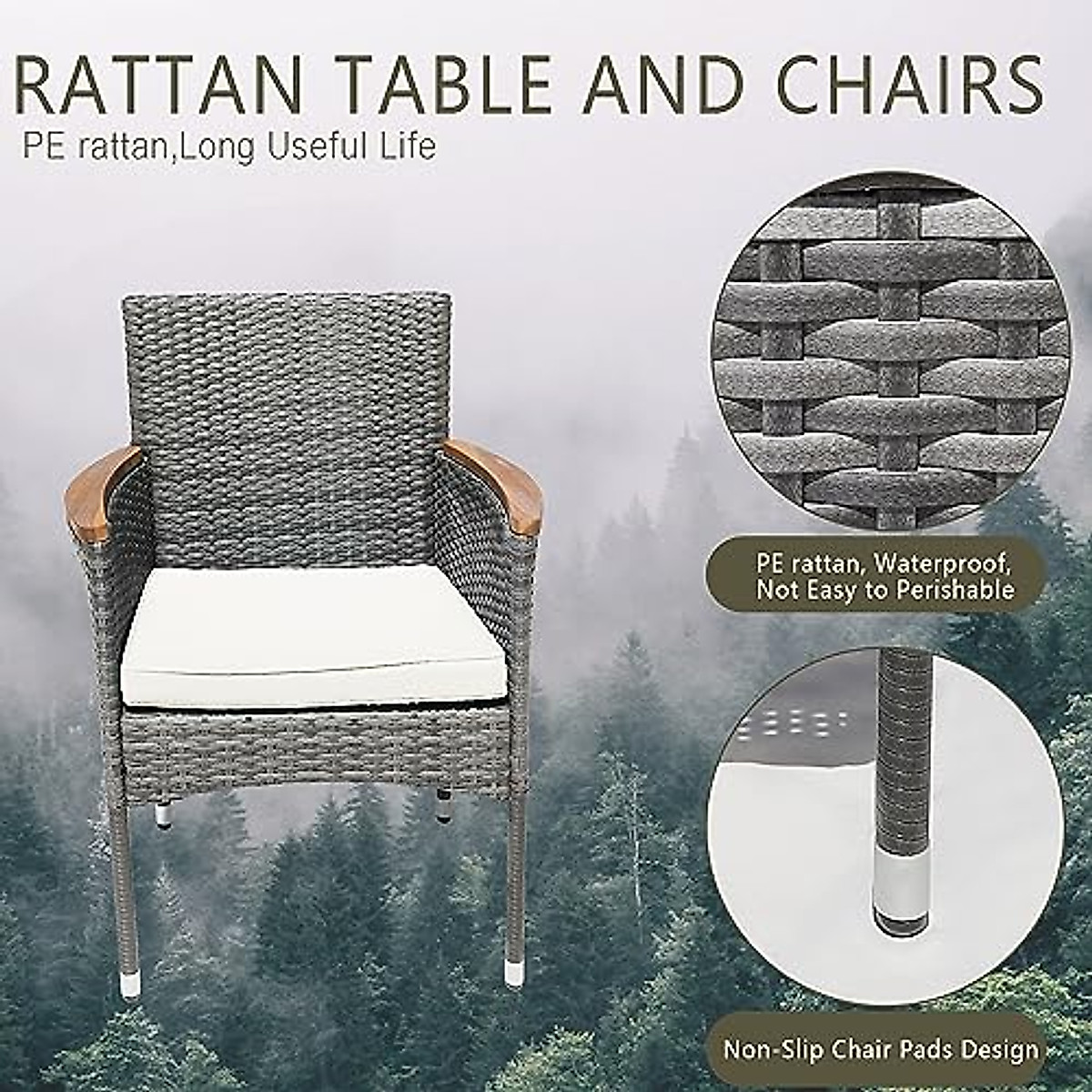 ARTBUSKE 7 Piece Outdoor Furniture Patio Table and Chairs Set of 6 Outdoor Dining Set for 6 Patio Dining Sets Back Yard Furniture Set for Outside Patio Garden Poolside