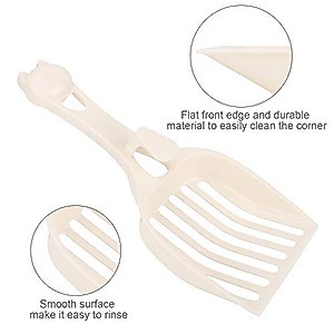 Depets Cat Litter Scoop, Litter Scoop with Wide Slats, Kitty Litter Scooper for Pine Pellets, Durable Plastic Litter Sifter Scoop - Designed for Easy Sifting, Milky White