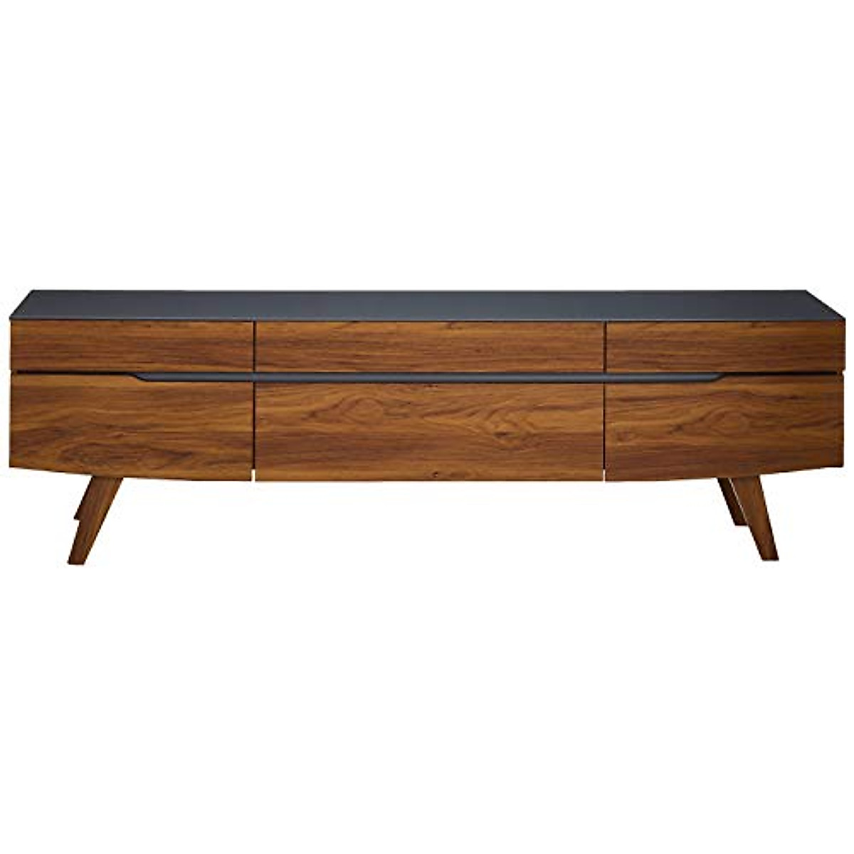 Modway Scope 71" Mid-Century Modern Low Profile Entertainment TV Stand, Walnut Gray