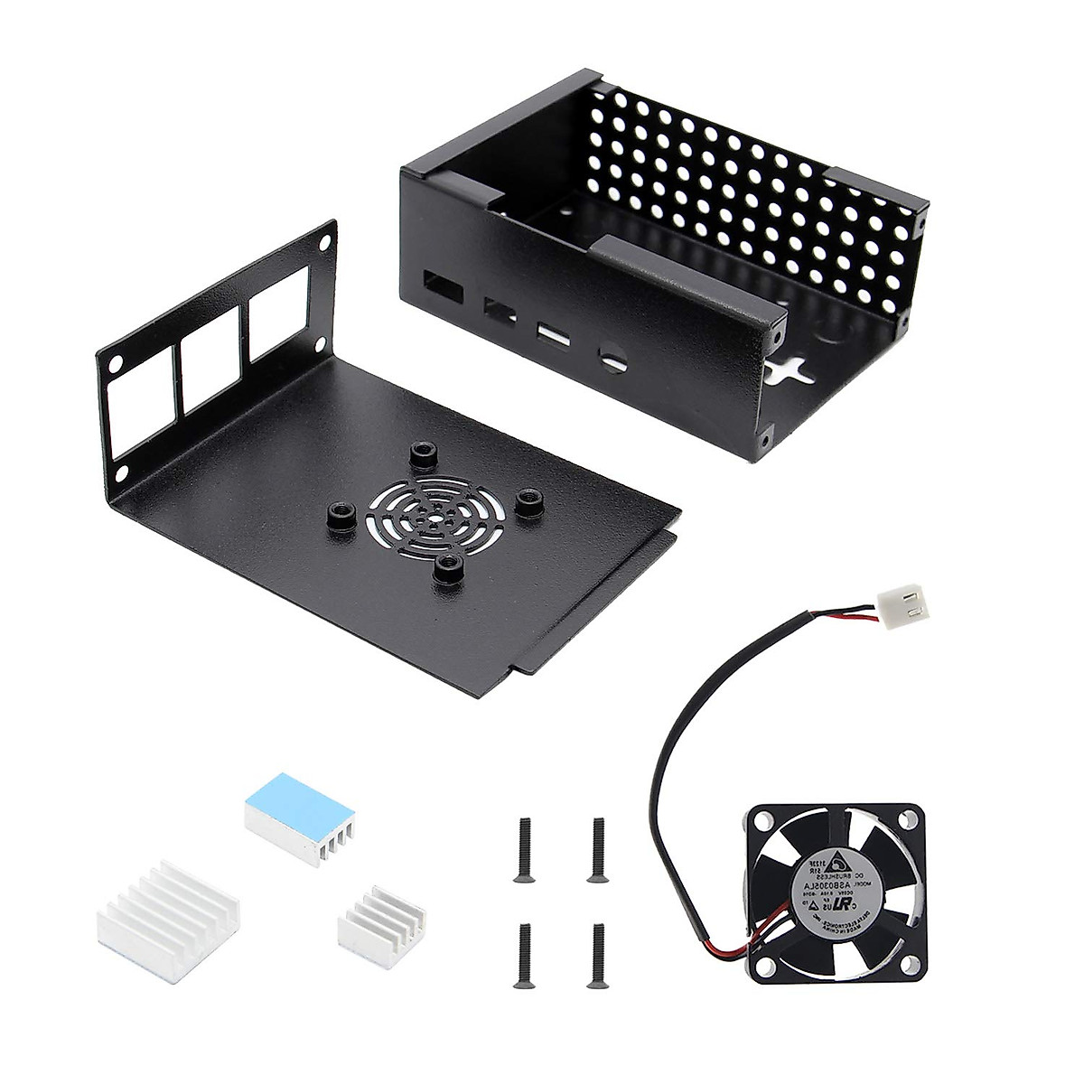 RICHEN Raspberry Pi 4 Case, Pi 4B Metal Case,Raspberry Pi 4 Model B Protective Metal Case with Cooling Fan and 3PCS Aluminum Heatsinks Compatible with Raspberry Pi 4B Computer Only (PI4B-CFH)