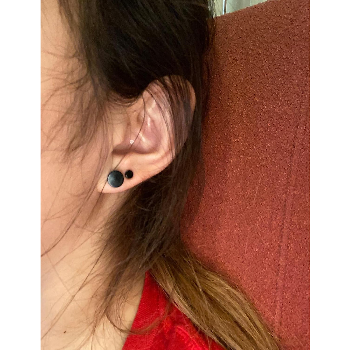 Cisyozi 18G Black Flat Back Studs Earrings for Women Men Fake Faux Gauges Earrings 18 gauge Stainless Surgical Steel Screw Back On Cartilage Tragus Helix Lobe Earrings Stud Set Piercing Jewelry Girl