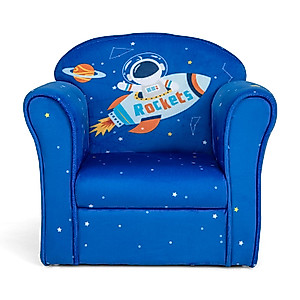 Costzon Kids Couch, Children's Sofa Armrest Chair with Pattern, Toddler Furniture w/Sturdy Wood Construction, Preschool, Lightweight Kids Couch Sofa Chair for Aged 1-5 Boys & Girls Gifts, Rocket