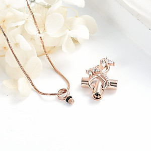 zeqingjw Cross Cremation Jewelry for Ashes Crystal Urn Necklace for Ashes Stainless Steel Urns Memorial Ashes Necklace Pendant Keepsake Jewelry