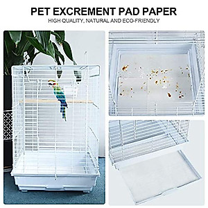 POPETPOP Cat Litter Box Liners 100pcs Disposable Bird Cage Liners Papers Non-Woven Absorbent Parrot Cages Cushion Pad Mat Accessories (White) Bird Paper Pad