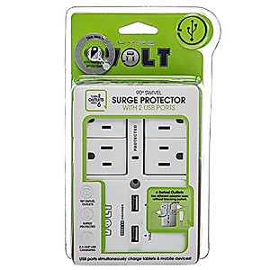 Hype Volt 90 Degree Wall Tap Swivel Surge Protector with 2 Usb Charging Ports