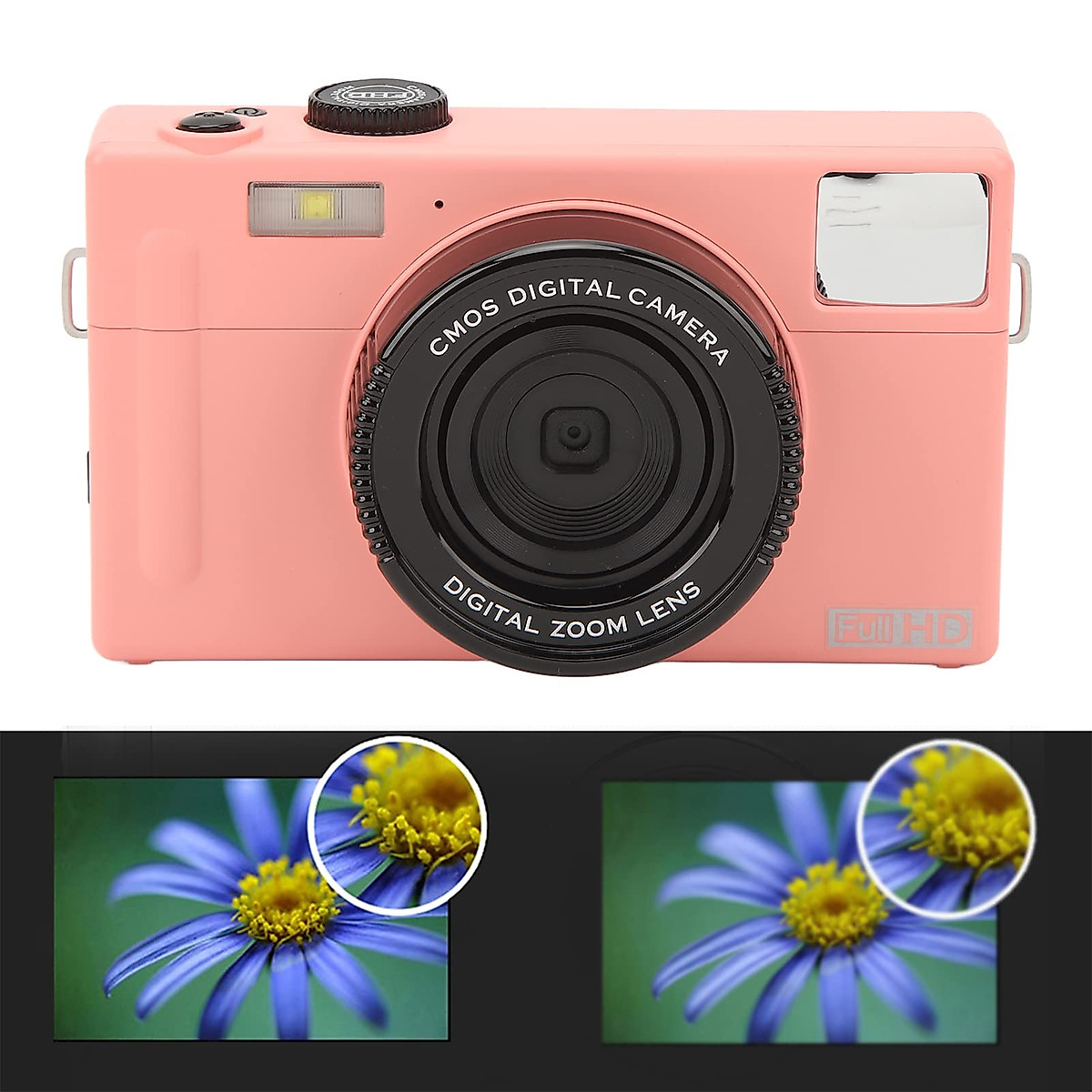 56MP Vlogging Camera, 4K Digital Camera for Photography and Video Pocket Camera with 3.0inch IPS Screen, Dual Screen Camera for Adult Seniors Students Kids Beginner (Pink)