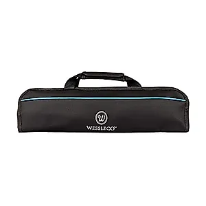 Wessleco Knife Roll, 5-Pocket Chef’s Knife Roll Bag, Knife Bag, Chef Knife Case Nylon Portable Chef Carrying Travel Bag Pouch, Blue(Knives not Included)