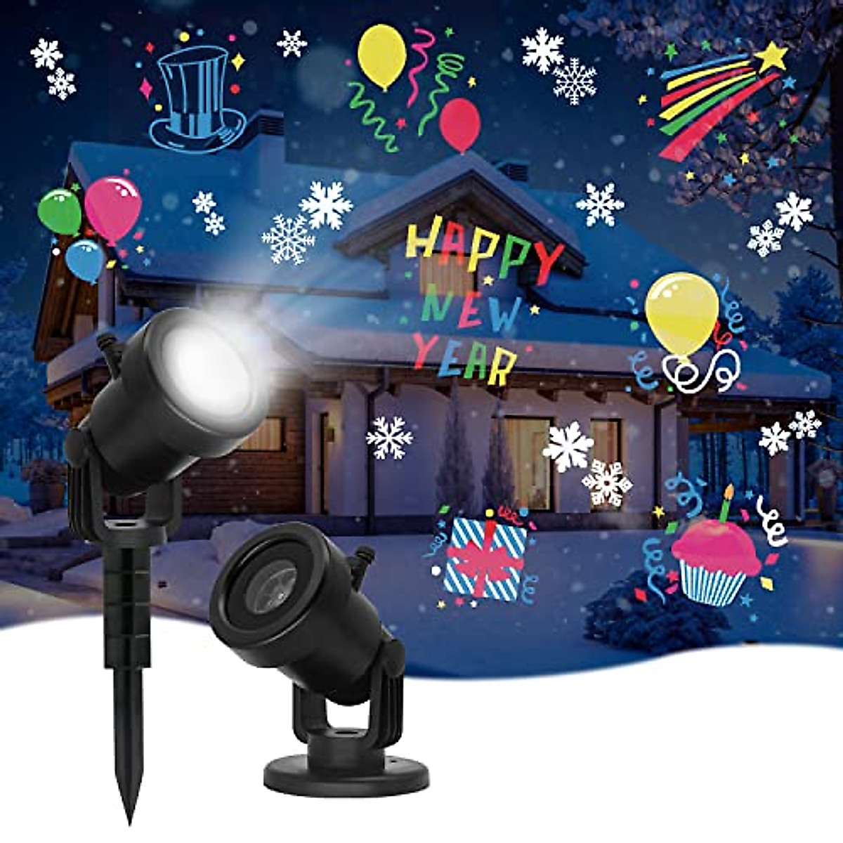 Christmas Light Projector, LANGTU 2022 Upgraded LED Christmas Halloween Lights Outdoor Indoor Snowflake Rotating Projector Lamp with 16 Themes for Garden Party New Year Xmas