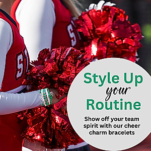 Cheer Charm Bracelet- Green Infinity Love Adjustable Cheerleading Jewelry in Team Colors for Cheerleader