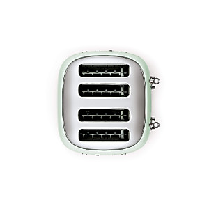 Smeg 50's Style Retro Aesthetic 4 Slice Toaster 6 Presets Extra Wide Slots Pastel Green TSF03PGUS