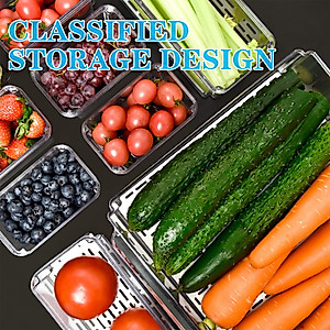 Pomeat 7 Pack Fridge Organizers, Stackable Refrigerator Organizer Bins with Lids, Plastic Storage Bins, BPA-Free Fridge Organizers and Storage Clear for Food, Drinks, Fruits, Vegetable Storage