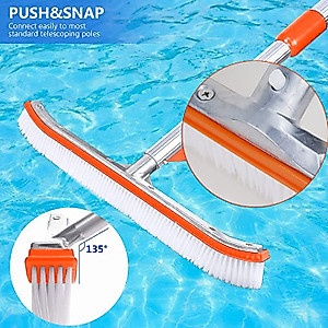 Sinada Pool Special 18 Inch Extra-Wide Nylon Pool Brush, Heavy Duty Vinyl Pool Brush, Aluminum Backed, Fits Standart Swmming Pool Pole Swimming Pool Wall Cleaning Brush EZ Clips