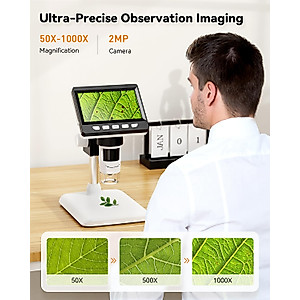 4.3" Digital Microscope for Adults, SKYEAR Coin Microscope1000X Magnification with 8 Ajustable LED Fill Lights, USB Microscope for Windows/MacOS, Coin Collection Supplies