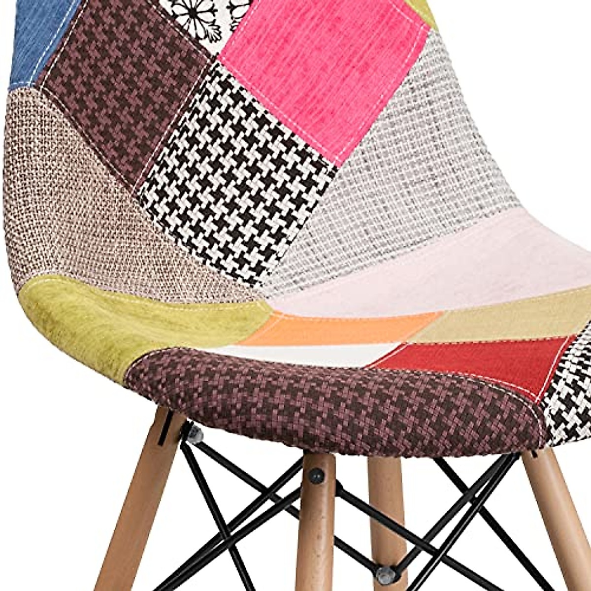 Flash Furniture 2 Pack Elon Series Milan Patchwork Fabric Chair with Wooden Legs