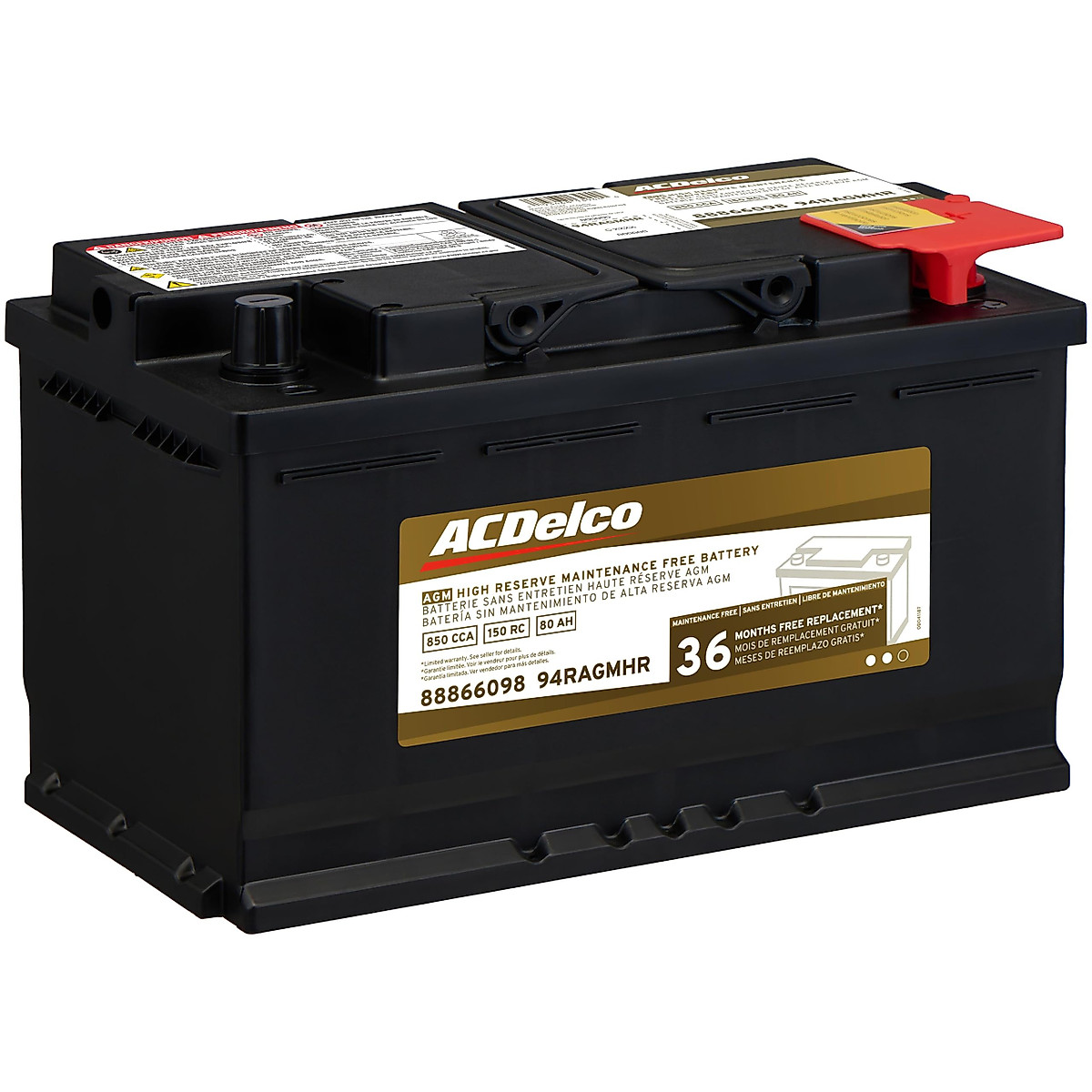 ACDelco Gold 94RAGMHR 36 Month Warranty High Reserve AGM BCI Group 94R Battery