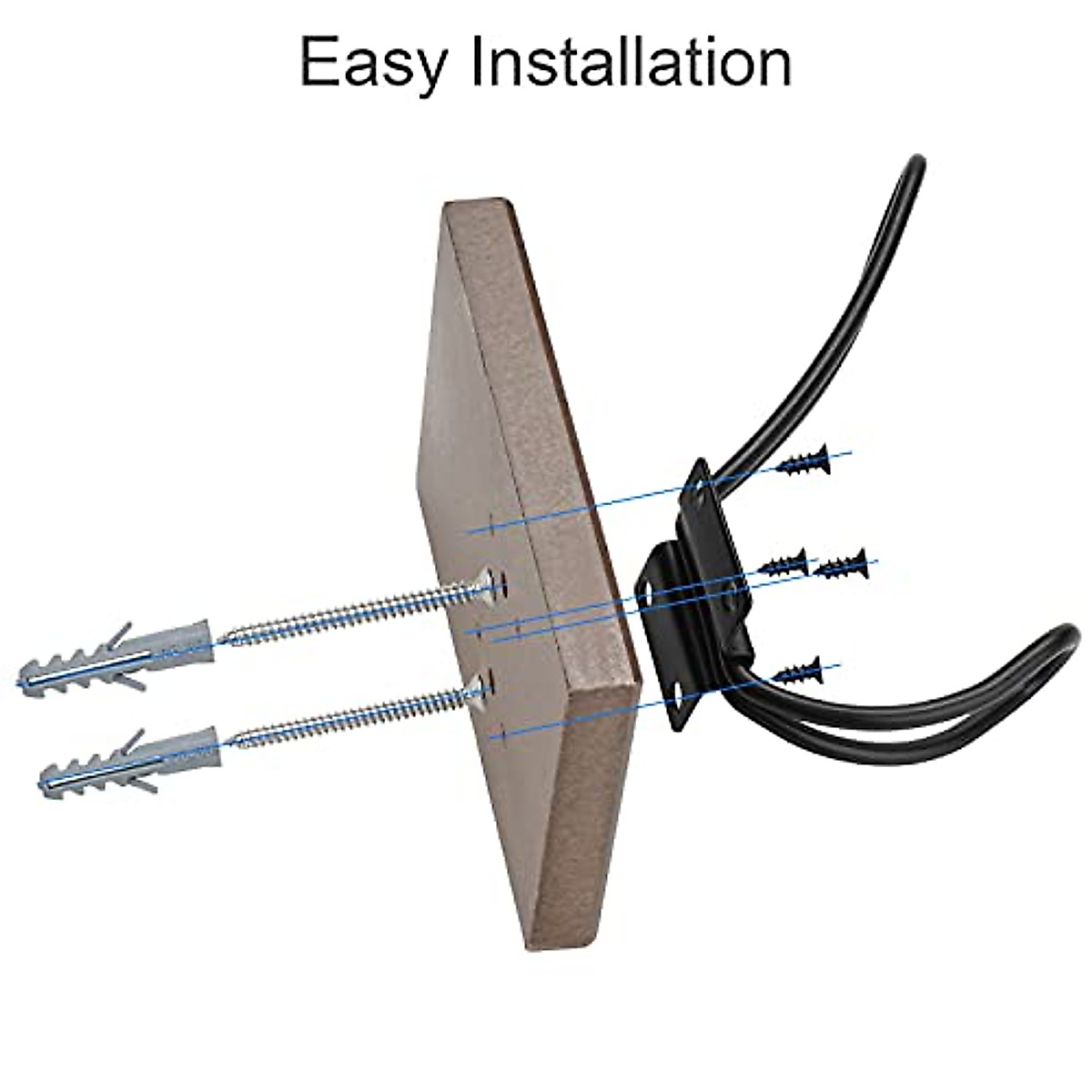 OLBET Farmhouse Towel Hooks for Bathroom Wall Mounted - Rustic Wall Hooks for Hanging Coats - 2 Pack - Retro Iron Wood Hooks - Classical Heavy Duty Hangers for Your House - Walnut Grain