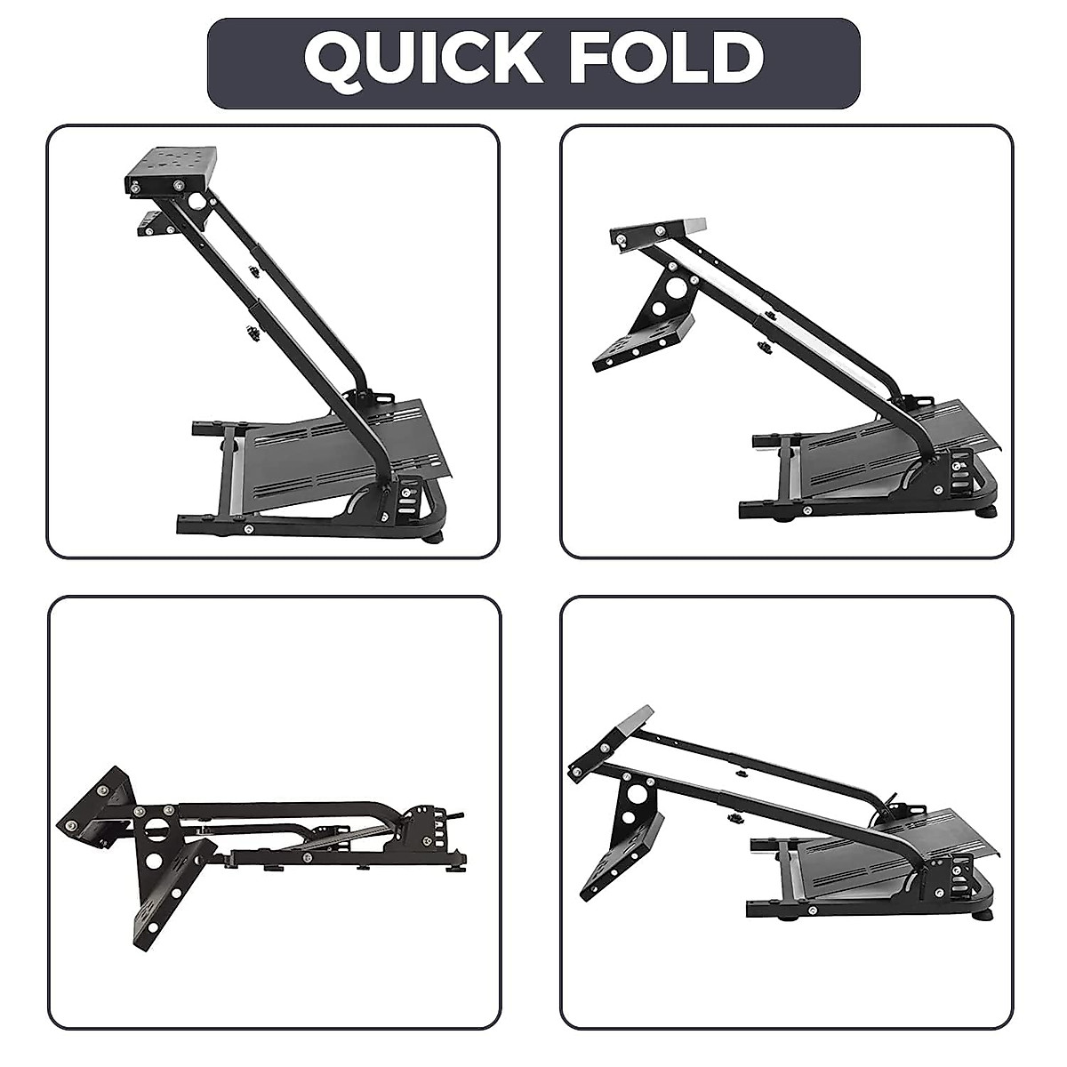 Hottoby Racing Steering Wheel Stand Foldable Shift Lever Upgrade Fit for Logitech/Thrustmaster G25 G27 G29 G920 G923 T150 T248 T300 Multi-level Adjustable Easy Storage Install Cockpit,No Wheel & Pedal