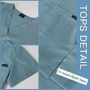 VIAOLI Scrubs for Women Set Stretchy V-Neck Scrubs Top and Jogger Pants with Drawstring 8 Pocket Womens Scrubs (Light Blue,S,Small)