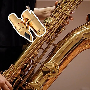 Yibuy Gold Plated Brass B-flat Tenor Saxophone Sax Mouthpiece with Cap Ligature 7#