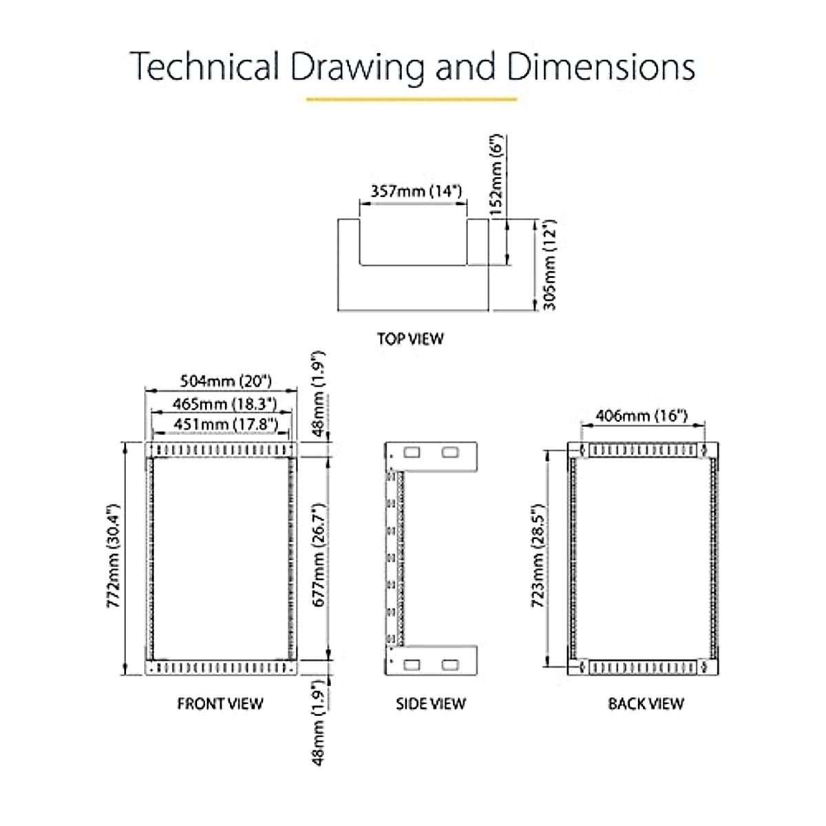 StarTech.com 2-Post 15U Heavy-Duty Wall-Mount Network Rack, 19" Open Frame Server Rack, 12" Deep, Wall Mount Data Rack for IT / AV / Patch Panel / Computer Equipment (RK15WALLO)