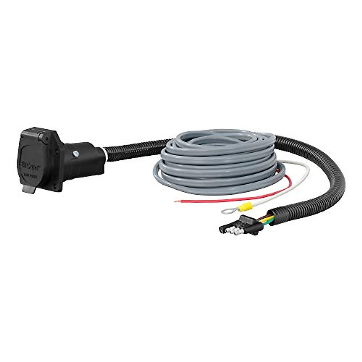CURT 57186 4-Way Flat Vehicle-Side to 7-Way RV Blade Trailer Adapter with Brake Controller Wiring