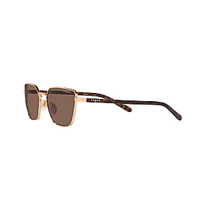 Vogue Eyewear Woman Sunglasses Rose Gold Frame, Dark Brown Lenses, 53MM