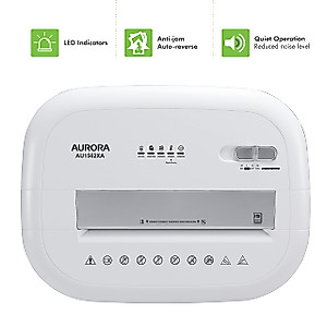 Aurora Heavy Duty Anti-Jam 15-Sheet Crosscut Shredder/60 Min Run Time/ 6-Gallon Pullout Basket, White