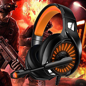 Gaming Headset,MMUSC Stereo Headphones for Laptop,Tablet,PS4, PC, Xbox One Controller, Noise Cancelling Over Ear Headset with Mic, LED Light, Bass Surround