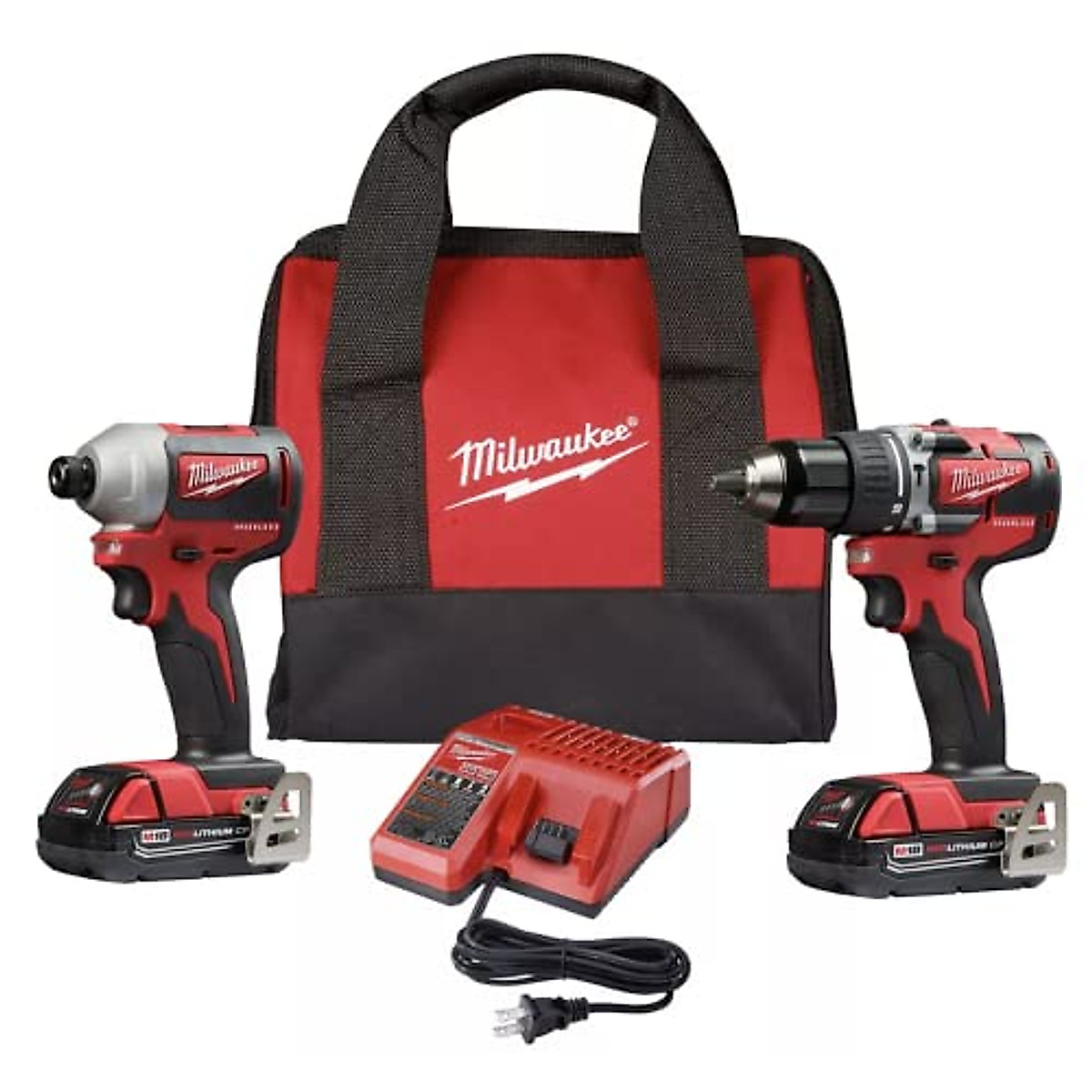 Milwaukee 2900-22CT M18 18V Li-Ion Brushless Cordless Compact Hammer Drill/Impact Combo Kit (2-Tool) W/ (2) 2.0Ah Batteries