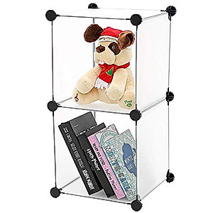 C&AHOME Cube Storage, 2-Cube Organizer Unit, Plastic Closet Storage Shelf, DIY Bookshelf, Modular Bookcase, Cabinet Ideal for Bedroom, Living Room, Office, 12.4" L x 12.4" W x 24.8" H White SBTM3002A