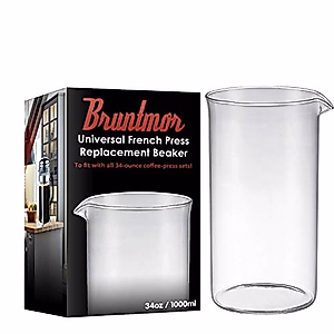 Bruntmor 34 Oz French Press Replacement Glass Beaker Carafe, 8 Cup Glass French Press Replacement Beaker, Thick Glass made of borosilicate glass, Gifting for coffee lover