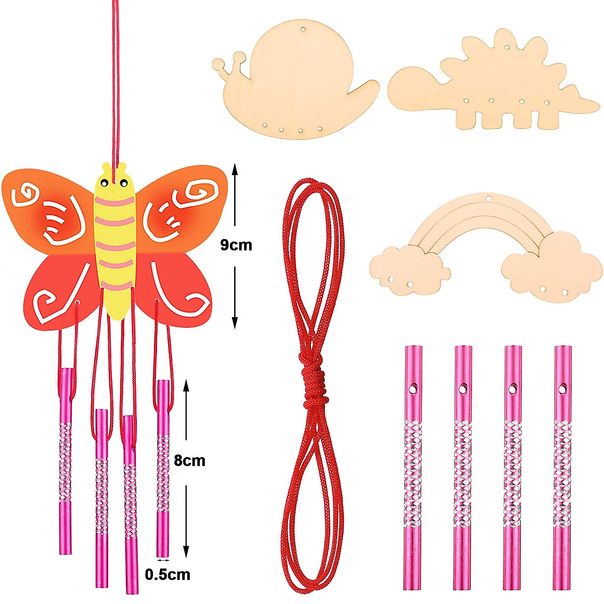 Jetec Wind Chime for Kids DIY Wooden Classroom Wind Chime Decorative Wooden Hanging Wind Chime Animal Wind Chimes Wood Wind Chimes for Kids DIY Craft Birthday Party Favors(12pcs)