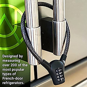 Urban August French Door Refrigerator Lock, Black, Combination Lock, Passcode Unlock