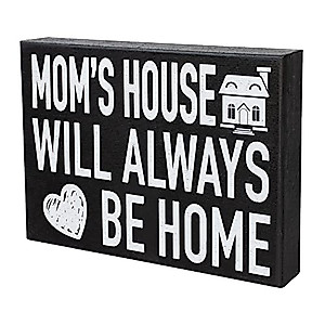 JennyGems Mom's House Will Always Be Home Wooden Sign, Mom Table Decor and Wall Hanging, Gifts for Moms, Made in USA