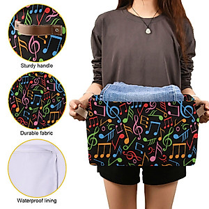 ALAZA Lovely Music Note Foldable Storage Box Storage Basket Organizer Bins with Handles for Shelf Closet Living Room Bedroom Home Office 1 Pack