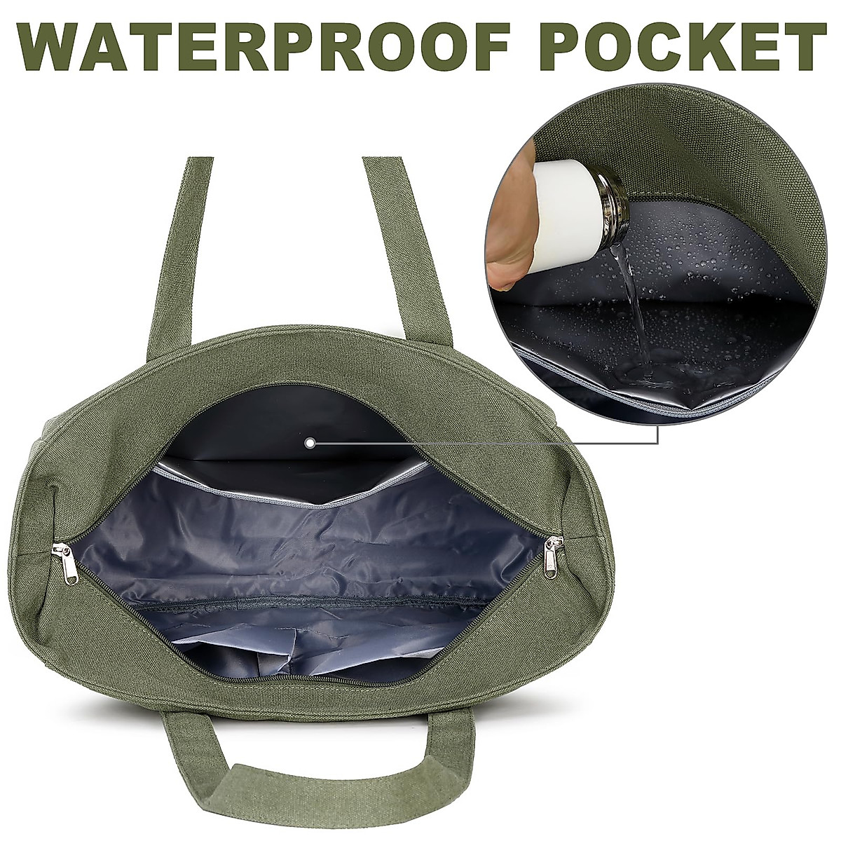 LEDAOU Beach Bag Waterproof Sandproof Women Tote Bag Pool Bag with Zipper for Gym Grocery Travel with Wet Pocket