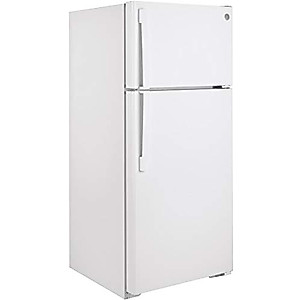 GTE17DTNRWW 28" Energy Star Qualified Top Freezer Refrigerator with 16.63 cu. ft. Capacity; LED Lighting; Adjustable Wire Shelves and Upfront Temperature Controls in White