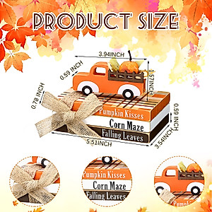 Queekay Tiered Tray Decor, Decorative Fake Book Decor Rustic Wooden Fake Old Books Home Mantle Decor for Spring Summer Fall Table Shelf Mantle Decorations(Fall)