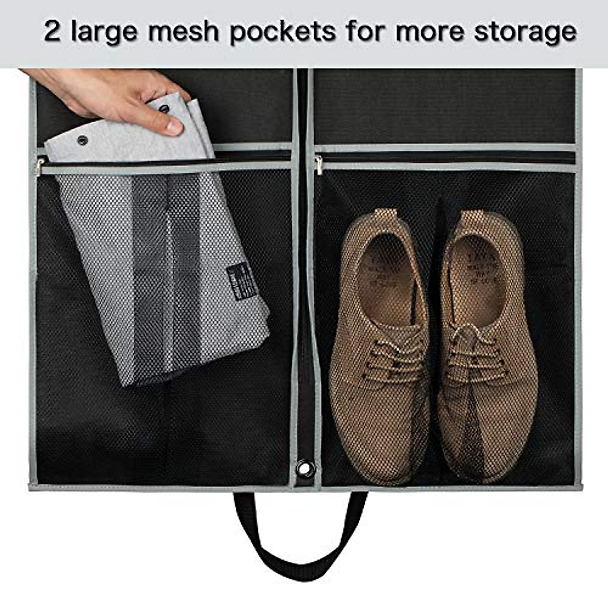 Zilink Garment Bag Suit Bags for Travel 43" with Mesh Pockets Breathable Dress Suit Cover for Storage with PVC Card Holder, Black