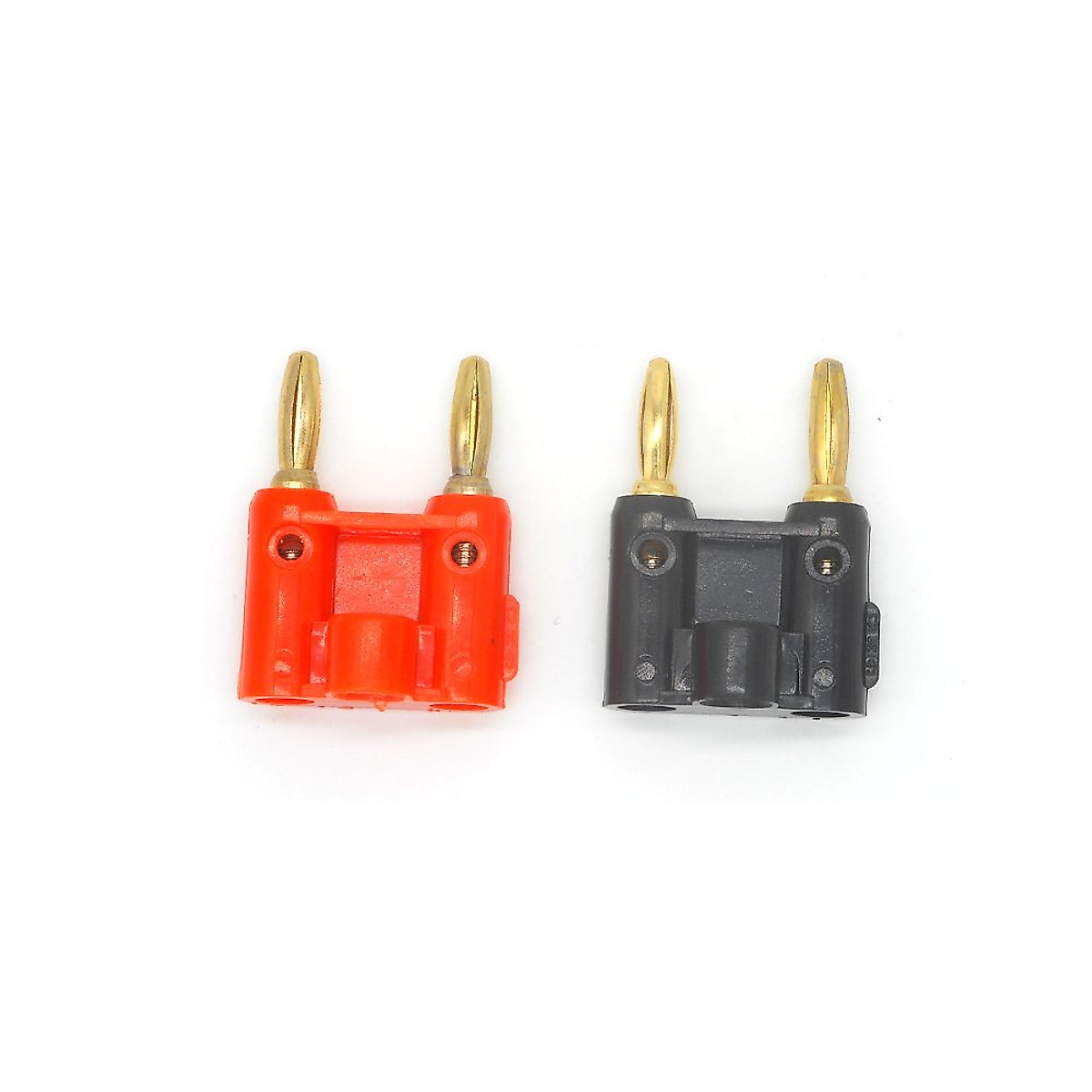 Eightnoo 10 Pack Gold Plated Dual Banana Plug Speaker Connectors Screw Type Dual Tip Banana Plug Clips for Speaker Wires Black+Red