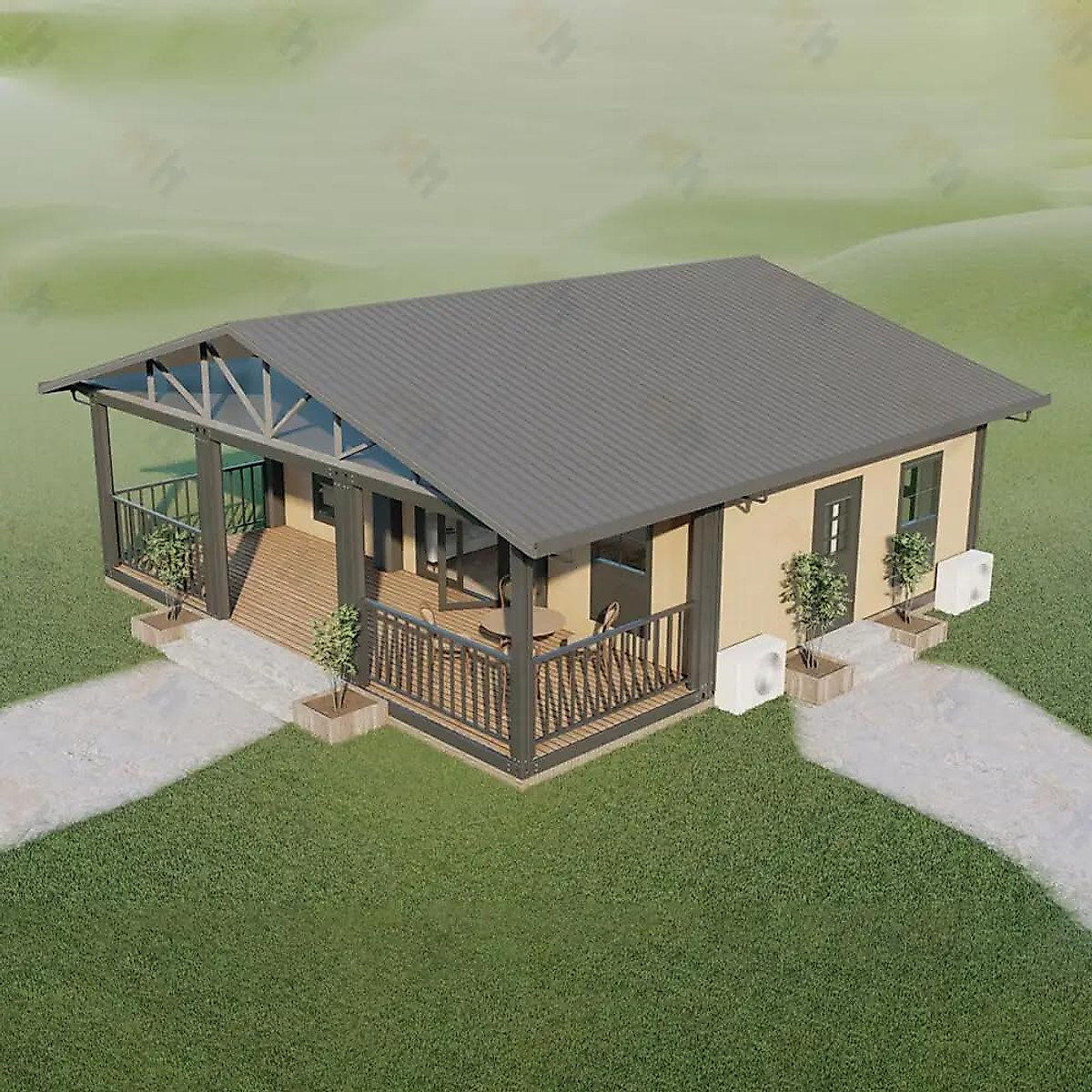 Detachable Container House, Luxury Villa Removable House, Portable House, Prefab Houses, Container House, Gest House,Restaurant, Bar, Hotel, Warehouse, Hospital, Apartment. (Green)